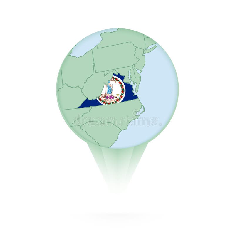 Virginia Map, Stylish Location Icon with Virginia Map and Flag Stock ...