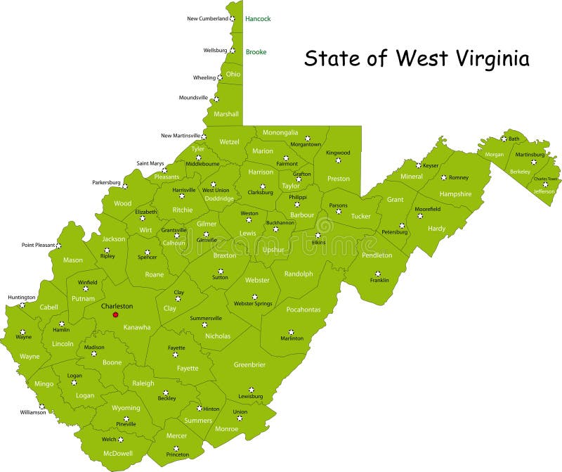 Mapa Del Oeste De Virginia Occidental