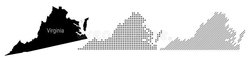 Virginia Silhouette Map and Two Patterns of Dots and Slanted Lines ...