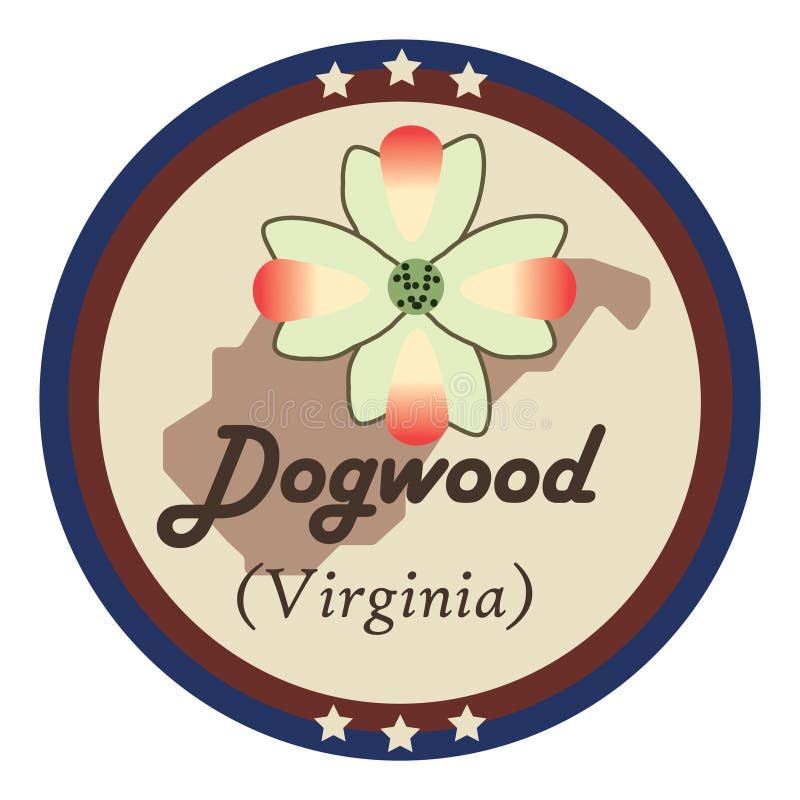 Virginia State with Dogwood Flower. Vector Illustration Decorative ...