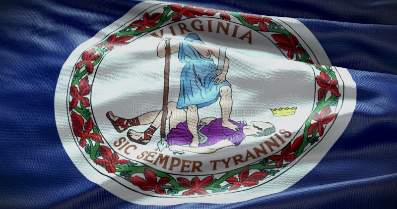 Virginia State Flag and Airplane Fly. Flight and Travel Concept Stock ...
