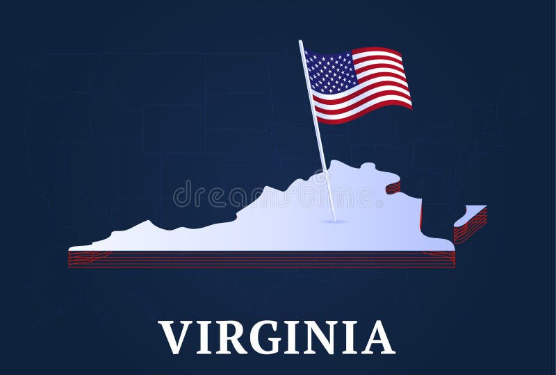 Virginia State Isometric Map and USA National Flag 3D Isometric Shape ...