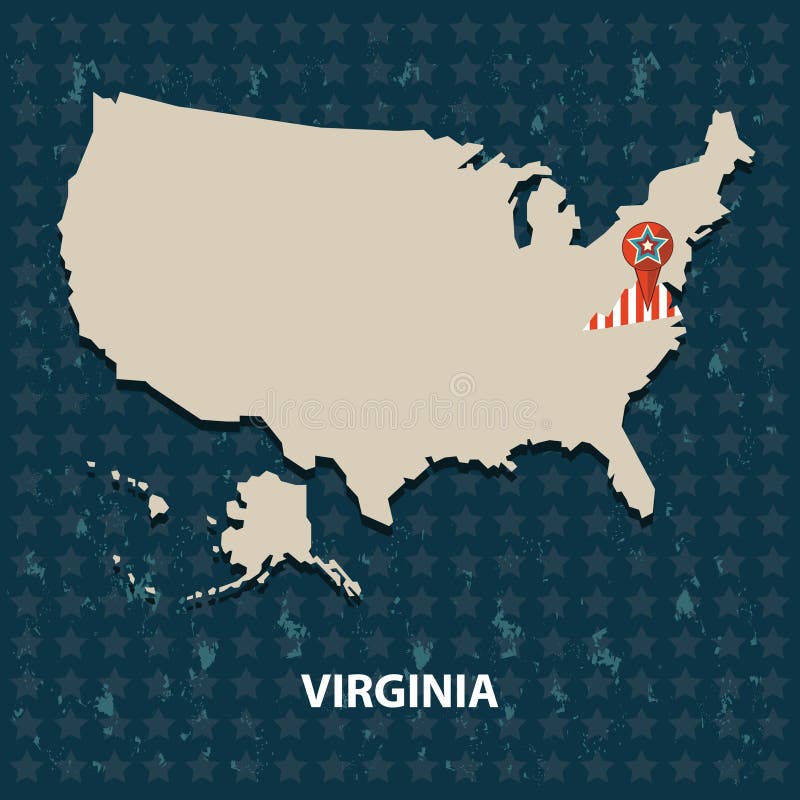 Virginia State on the Map of Usa. Vector Illustration Decorative Design ...