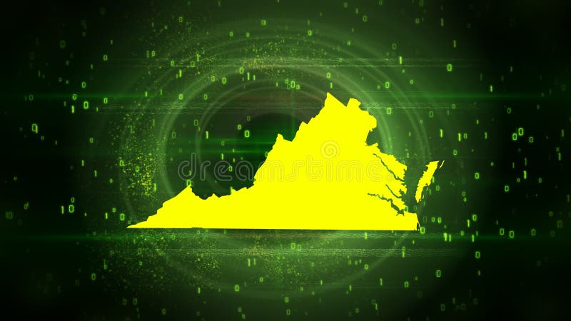 Virginia State (USA) Map on Digital Background Stock Illustration ...