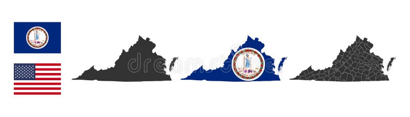 Virginia State of USA. Virginia Territory and Flag. States of America ...