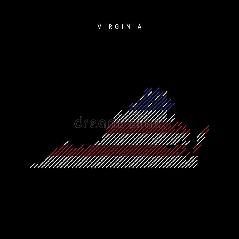 Virginia US State Hatched Silhouette Map of Slanted Lines Pattern. Flat ...