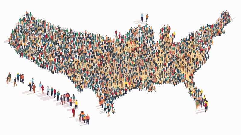 Virginia US State Population Map, with a Large Group of Realistic ...