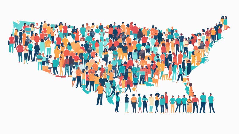 Virginia US State Population Map, with a Large Group of Realistic ...