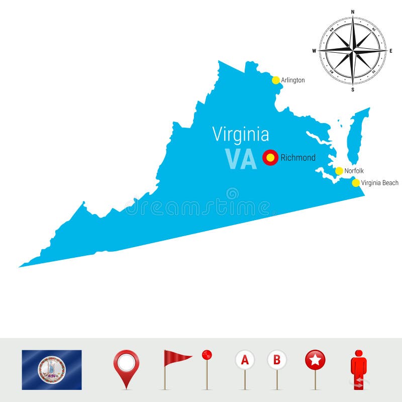 Virginia Vector Map Isolated on White Background. High Detailed ...