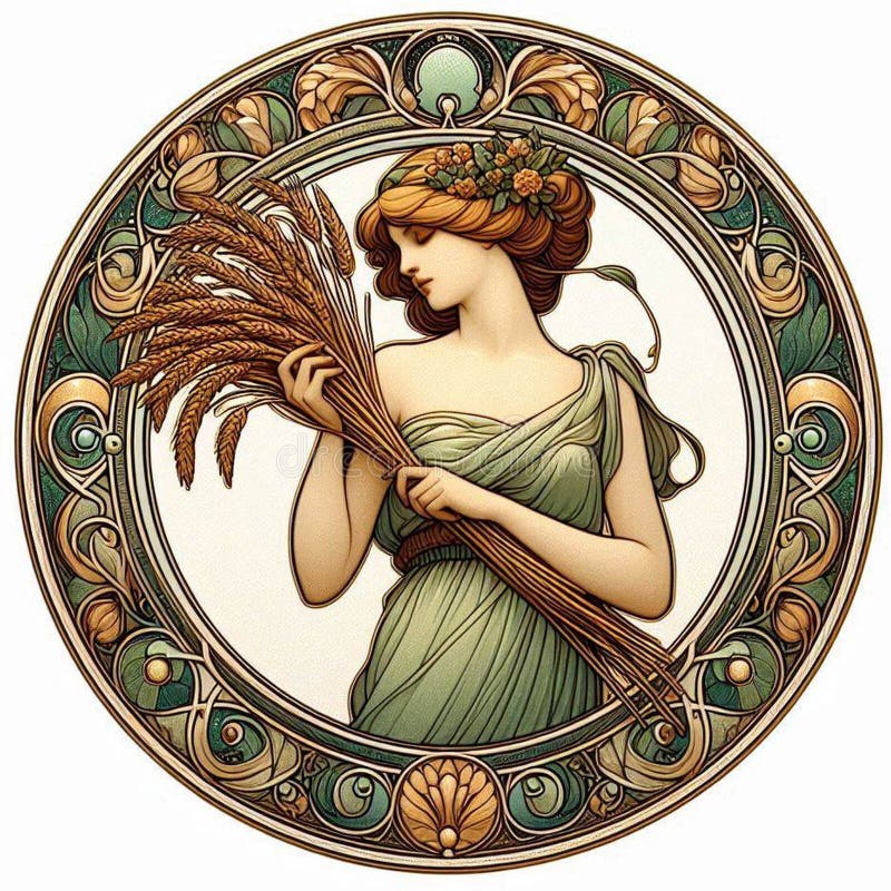Decorative Virgo Maiden Horoscope Stock Illustration - Illustration of ...