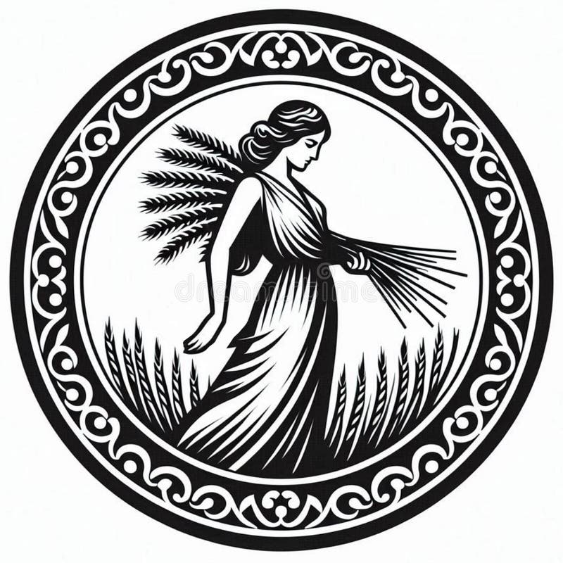 Decorative Virgo Maiden Horoscope Stock Illustration - Illustration of ...