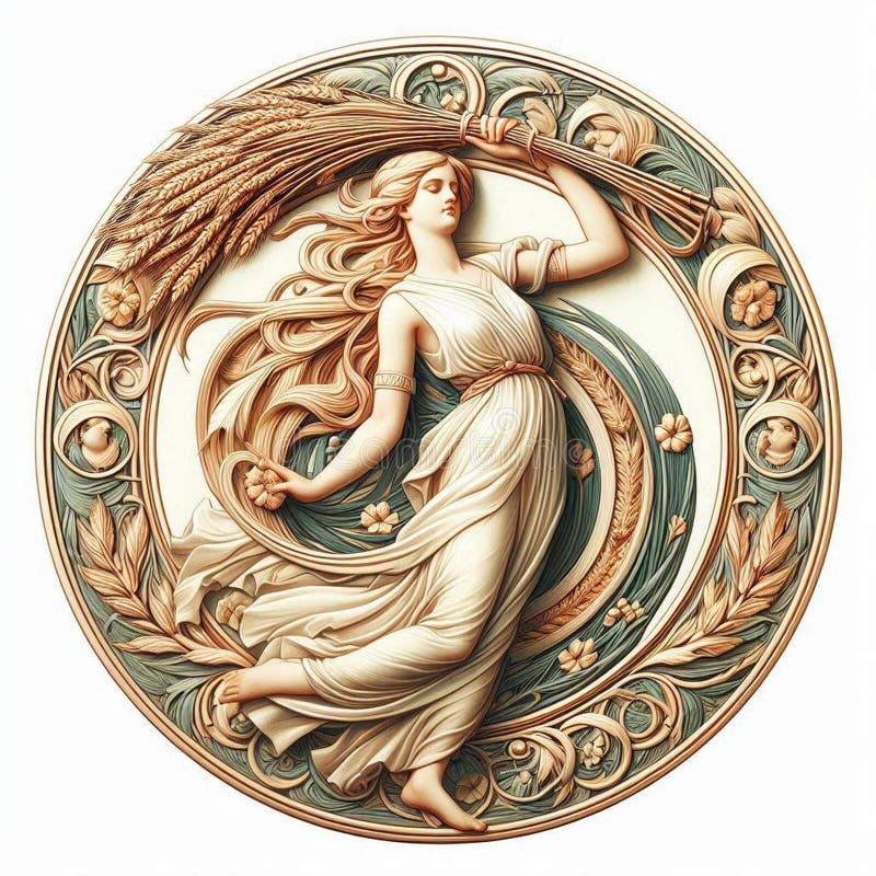 Decorative Virgo Maiden Horoscope Stock Illustration - Illustration of ...