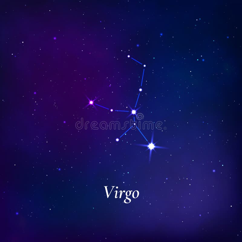 Virgo Sign. Stars Map of Zodiac Constellation on Dark Blue Background ...