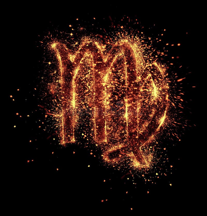 Virgo symbol stock illustration. Illustration of fire - 195558349