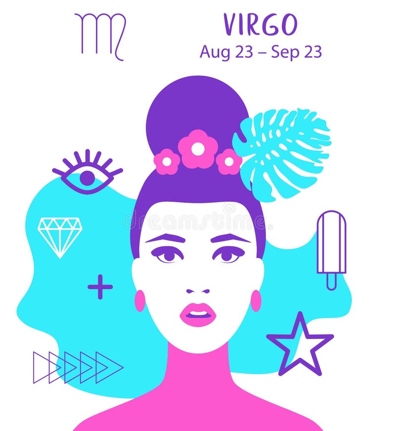 Virgo Zodiac Sign Girl Vector Illustration Astrology Zodiac Profile