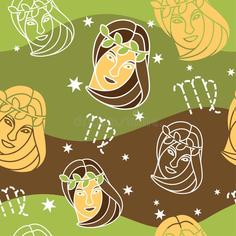 Virgo - Zodiac Seamless Pattern Stock Vector - Illustration of mosaic ...