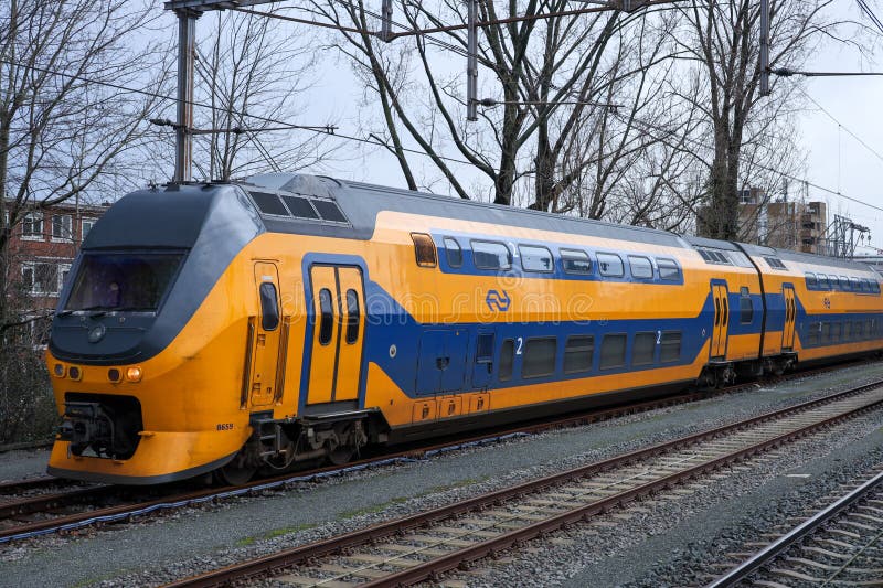 VIRM Double Deck Intercity Train of NS Along Platform of Rotterdam ...