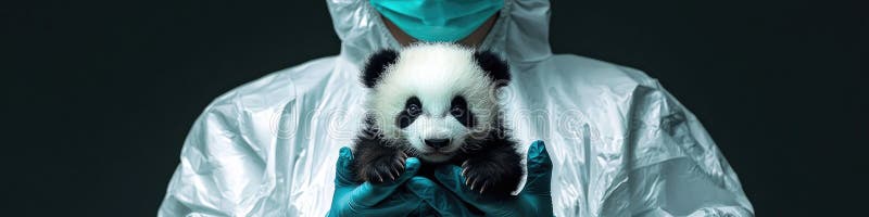 A Virologist Holds a Panda in His Hands. Selective Focus Stock Image ...