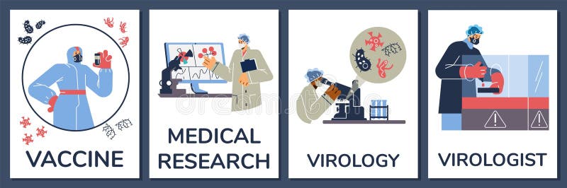Virologist Researching Virus on Computer, Microscope in Laboratory ...