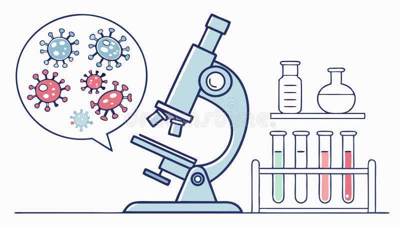 Virology Lab, Microscope, Test Tubes and Virus, Vector Design ...