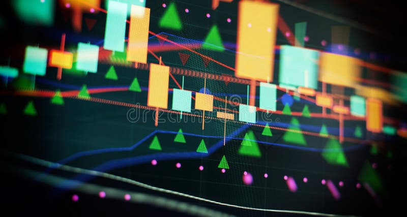 Virtual Abstract Financial Graph Interface on Modern Interior ...