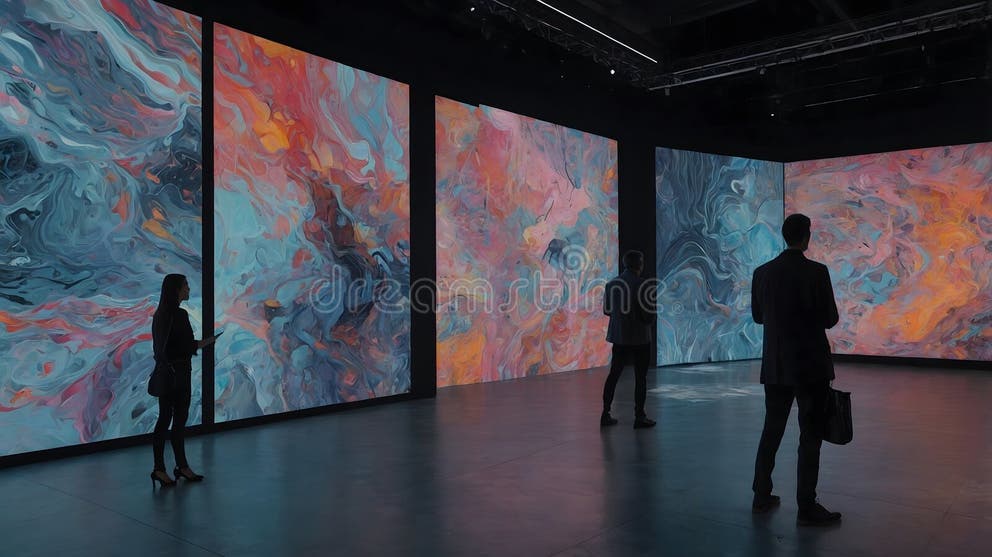 Virtual AI Art Gallery Showcasing Generative Artworks Stock Image ...
