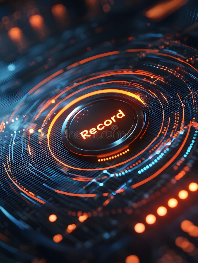 Advanced Virtual Assistant Interface Features Glowing Recording Button ...