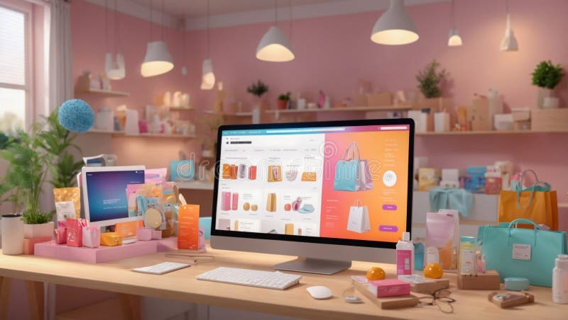 Virtual AI Shopping Assistant in Online Store Concept. Web Market ...