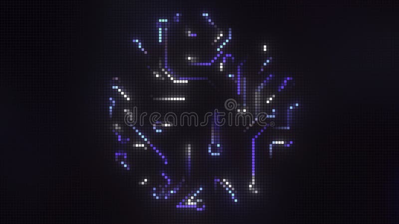 Virtual Animation with Moving Brain Neurons. Motion. Glowing Lines ...