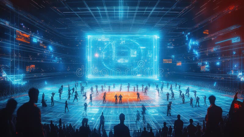 Virtual Arena Features Avatars Engaged in Intense Digital Battles with ...