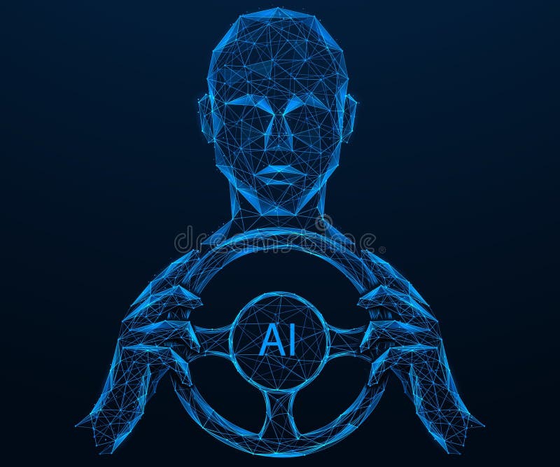 Virtual Artificial Intelligence Behind the Wheel of a Car. Stock ...