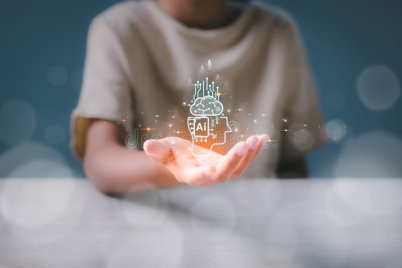Virtual Artificial Intelligence Global Network Connection in Hand. AI ...