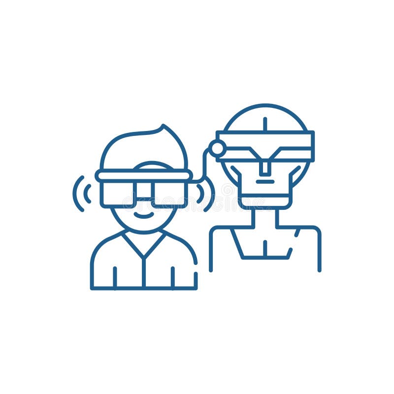 Virtual Artificial Intelligence Line Icon Concept. Virtual Artificial ...