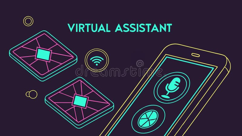 Virtual Assistant App Interface, Mobile Tech and AI Assistance Vector ...