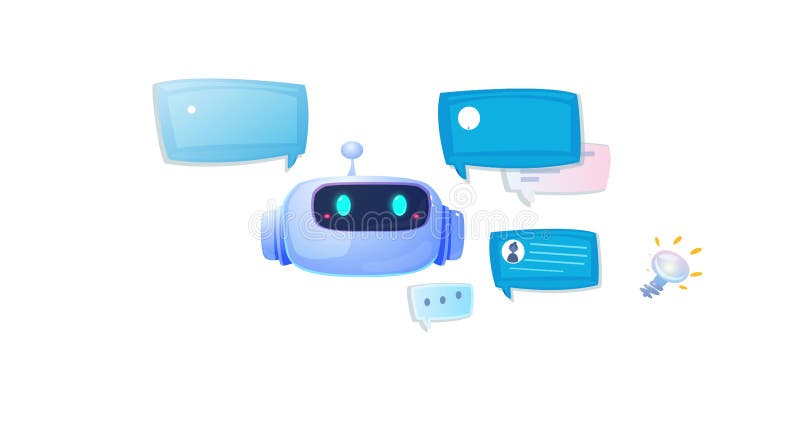 Virtual Assistant and Artificial Intelligence. Moving Banner with Cute ...