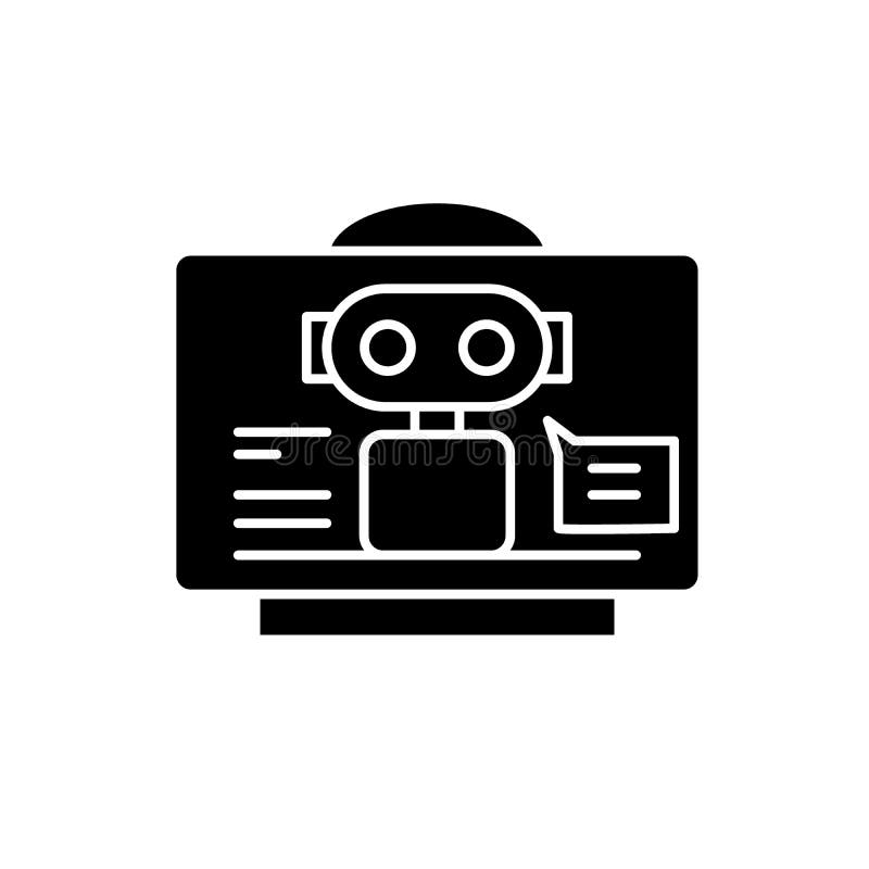 Virtual Assistant Black Icon, Vector Sign on Isolated Background ...