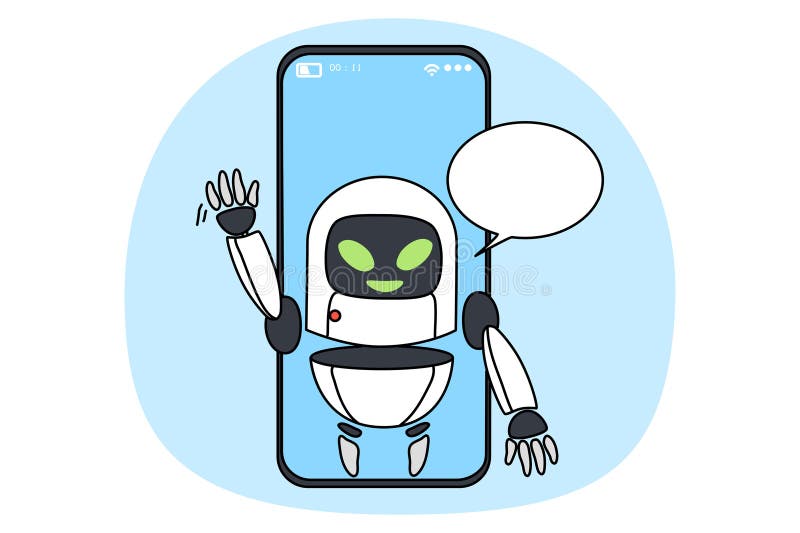 Virtual Assistant on Cellphone App Help Customers Stock Vector ...