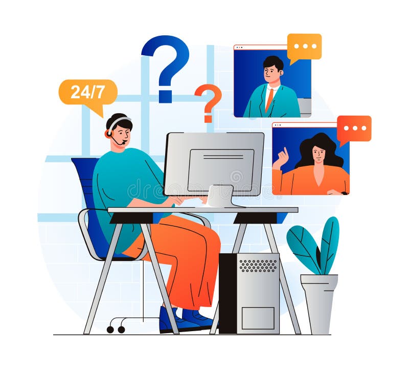 Virtual Assistant Concept in Modern Flat Design. Stock Vector ... Virtual Assistant Concept in Modern Flat Design. Stock Vector ...