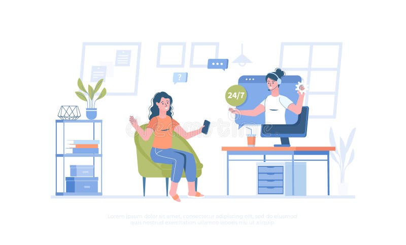 Virtual Assistant. Customer Support, Call Center. Operator Consults ...