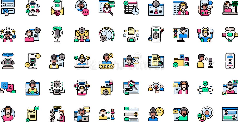 Virtual Assistant Icons High-Quality Vector Icons Collection with ...