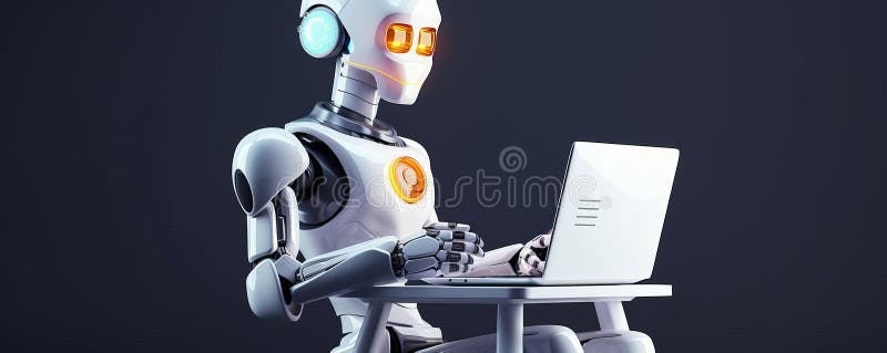 Virtual Assistant on the Job. 3d Illustration of an AI Chatbot Working ...