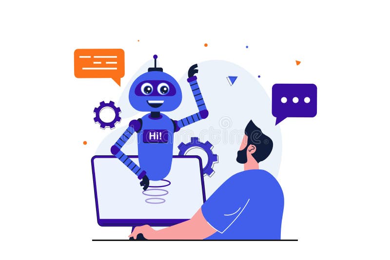 Virtual Assistant Modern Flat Concept for Web Banner Design. Stock ...