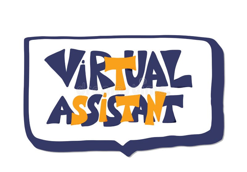 Virtual Assistant Text. Vector Hand Drawn Quote Stock Vector ...