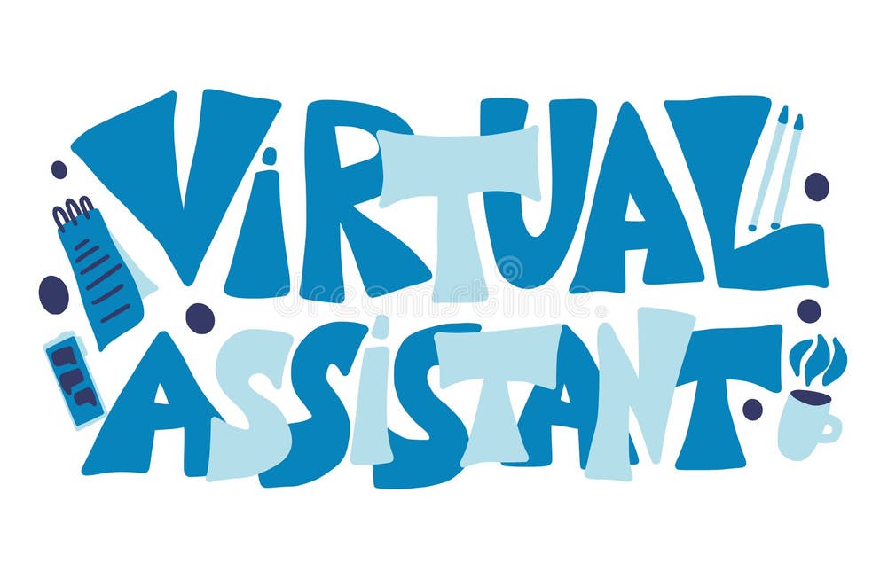Virtual Assistant Text. Vector Hand Drawn Quote Stock Vector ...