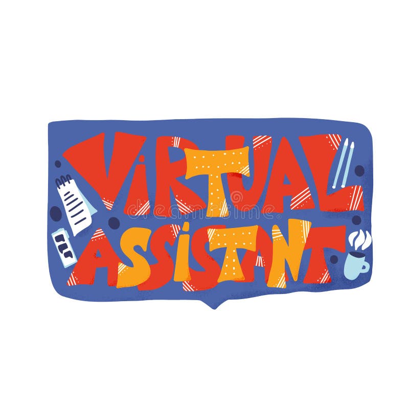 Virtual Assistant Text. Vector Hand Drawn Quote Stock Vector ...