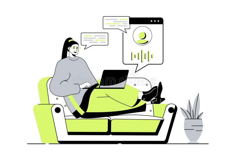 Virtual Assistant Web Concept with Flat Cartoon People for Website ...