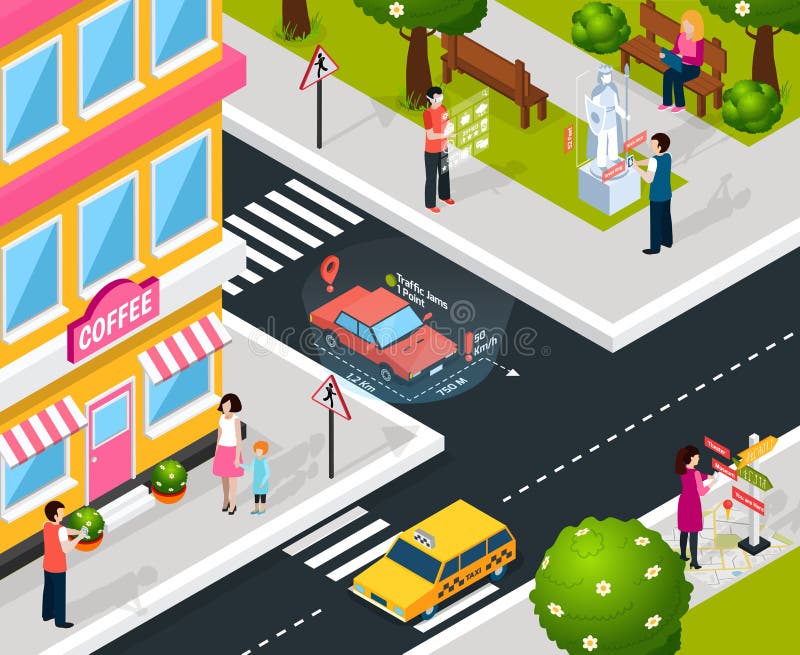 Virtual Augmented Reality City Composition Stock Vector - Illustration ...