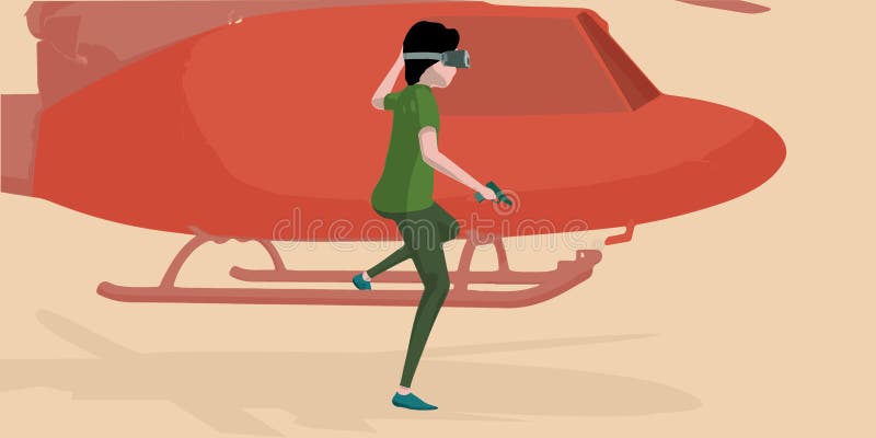 Virtual Augmented Reality Concept. Cartoon Character with VR Glasses ...