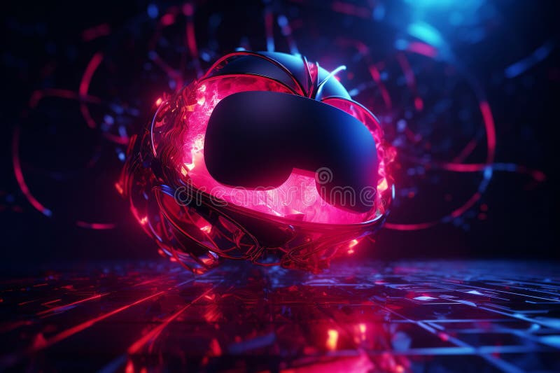 A Virtual Augmented Reality Headset a Red Light Background Stock Image ...