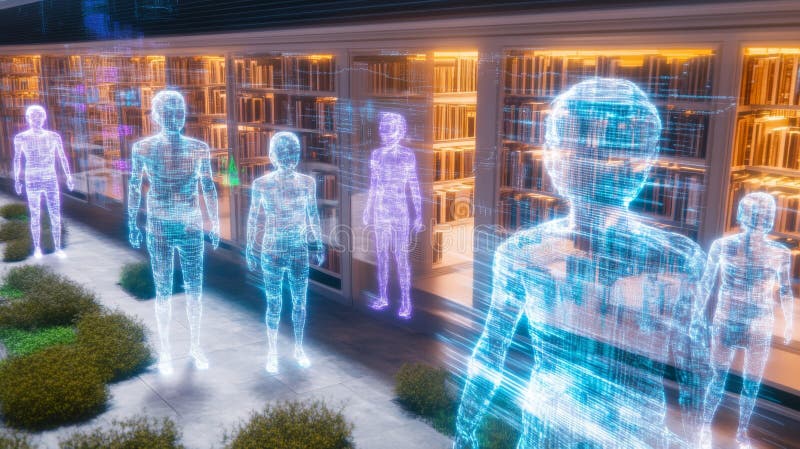 Virtual Avatars Interact in a Futuristic Library Setting Exploring ...
